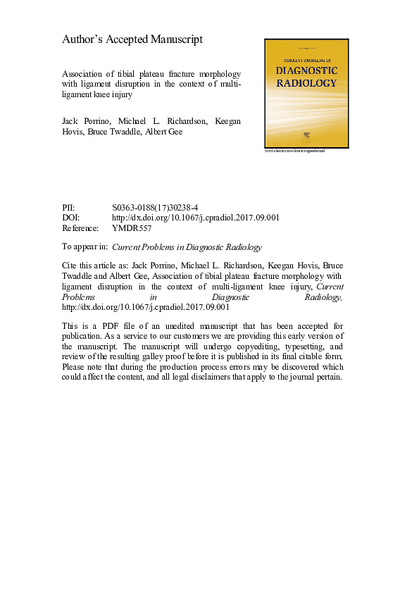 (PDF) Association of Tibial Plateau Fracture Morphology With Ligament ...