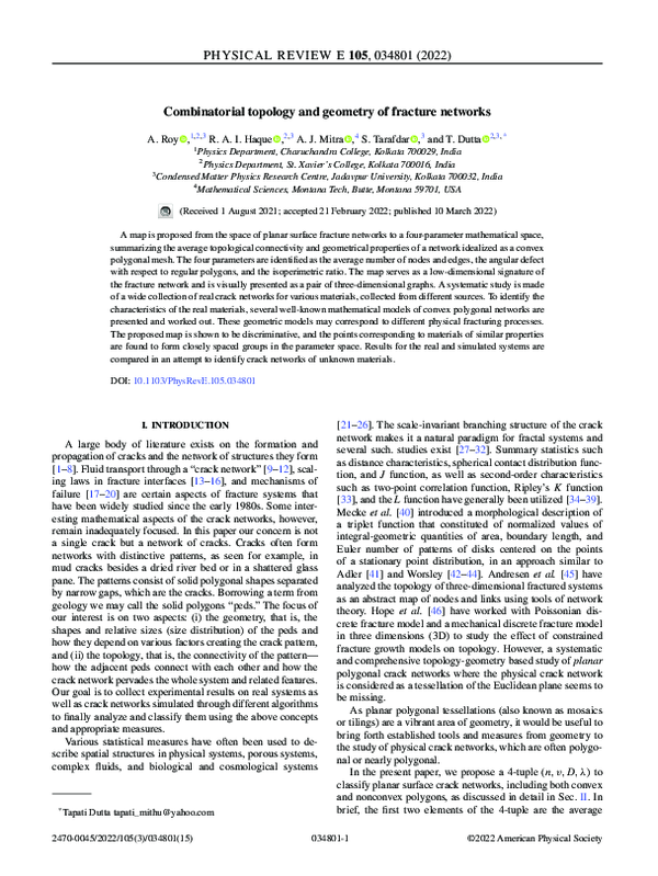 Pdf Combinatorial Topology And Geometry Of Fracture Networks