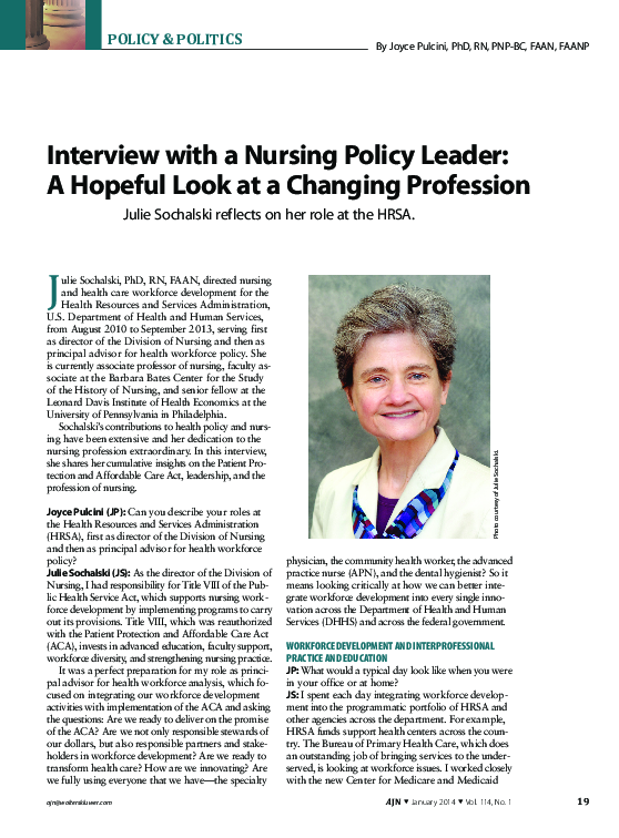 (PDF) Interview with a Nursing Policy Leader