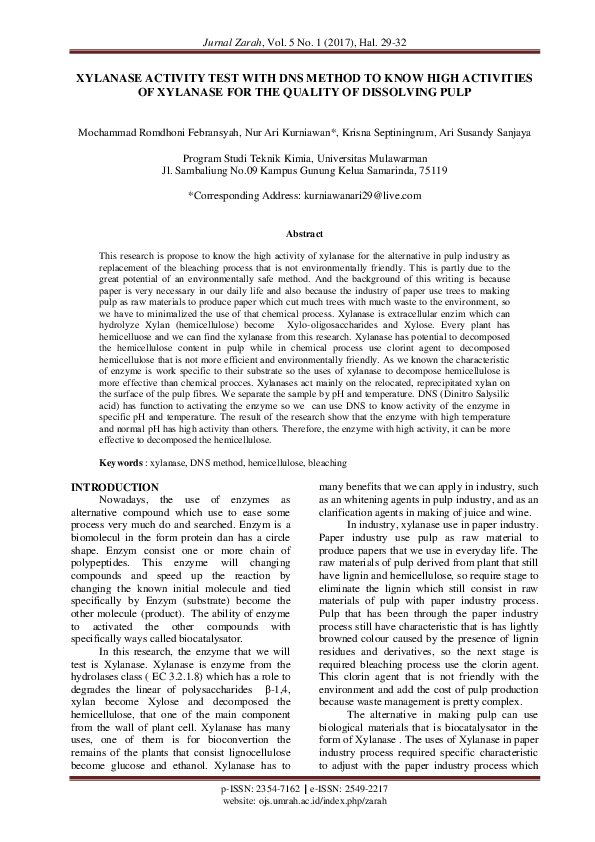 (PDF) Xylanase Activity Test with DNS Method to Know High Activities of ...