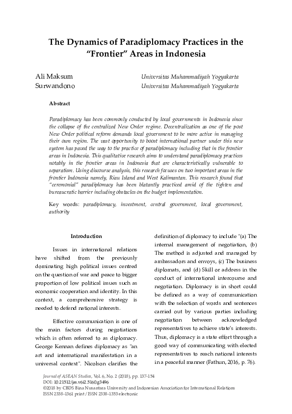 (PDF) The Dynamics of Paradiplomacy Practices in the “Frontier” Areas ...