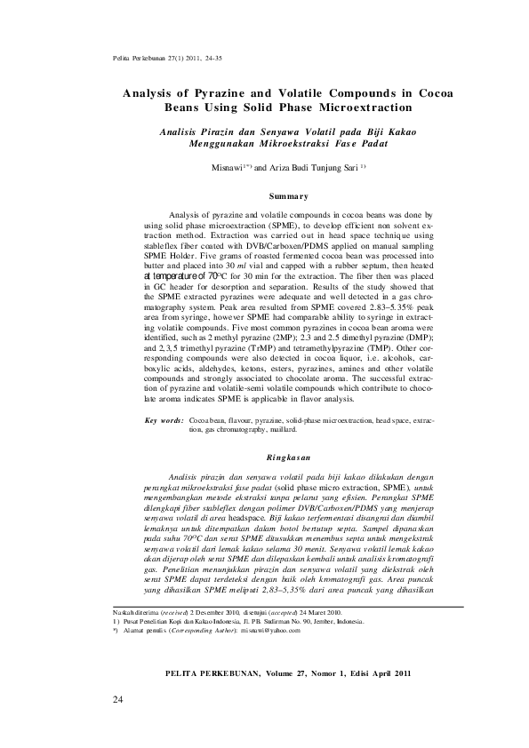 (PDF) Analysis of Pyrazine and Volatile Compounds in Cocoa Beans Using ...