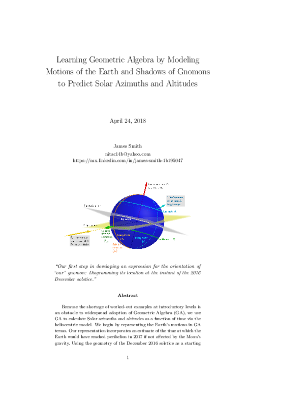 (PDF) Learning Geometric Algebra by Modeling Motions of the Earth and ...