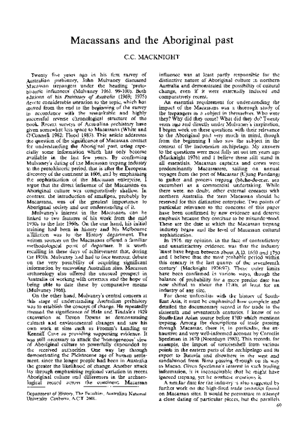 (PDF) Macassans and the Aboriginal past
