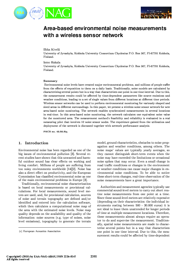 (PDF) Area-based Environmental Noise Measurements With a Wireless ...