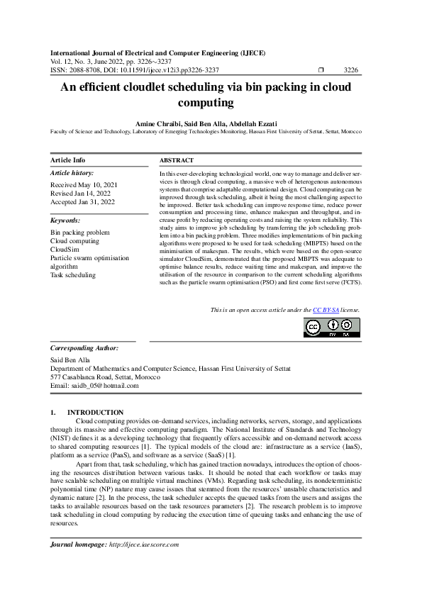 (PDF) An efficient cloudlet scheduling via bin packing in cloud computing