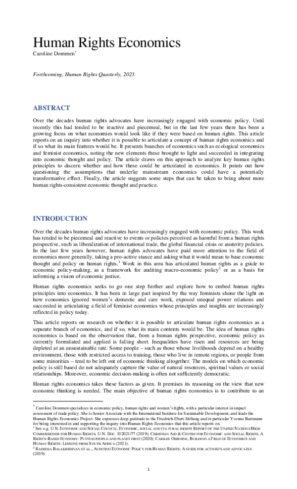 (PDF) Human Rights Economics