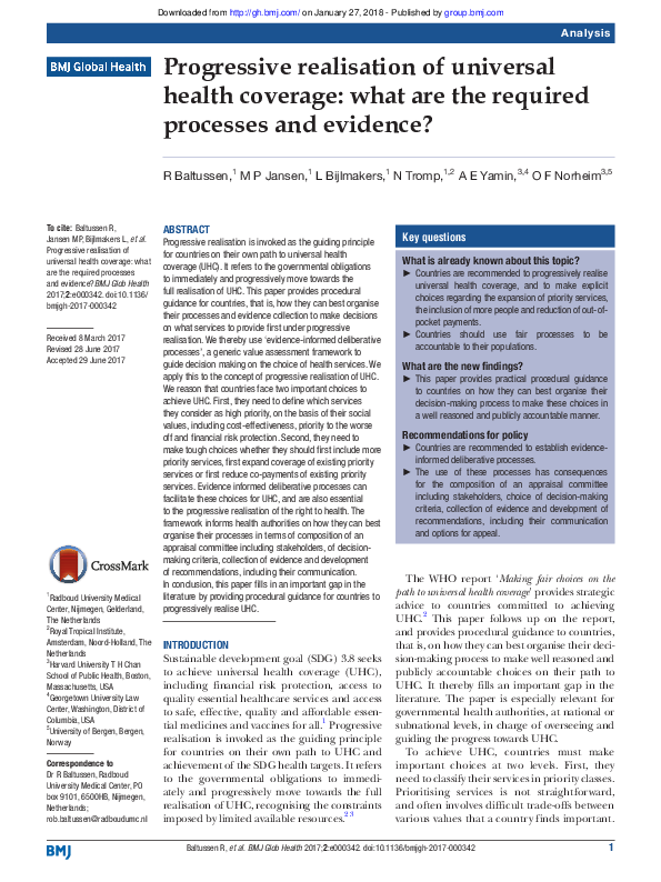(PDF) Progressive realisation of universal health coverage: what are ...