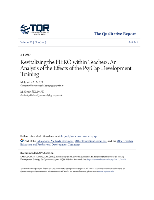 (PDF) Revitalizing the HERO within Teachers: An Analysis of the Effects ...