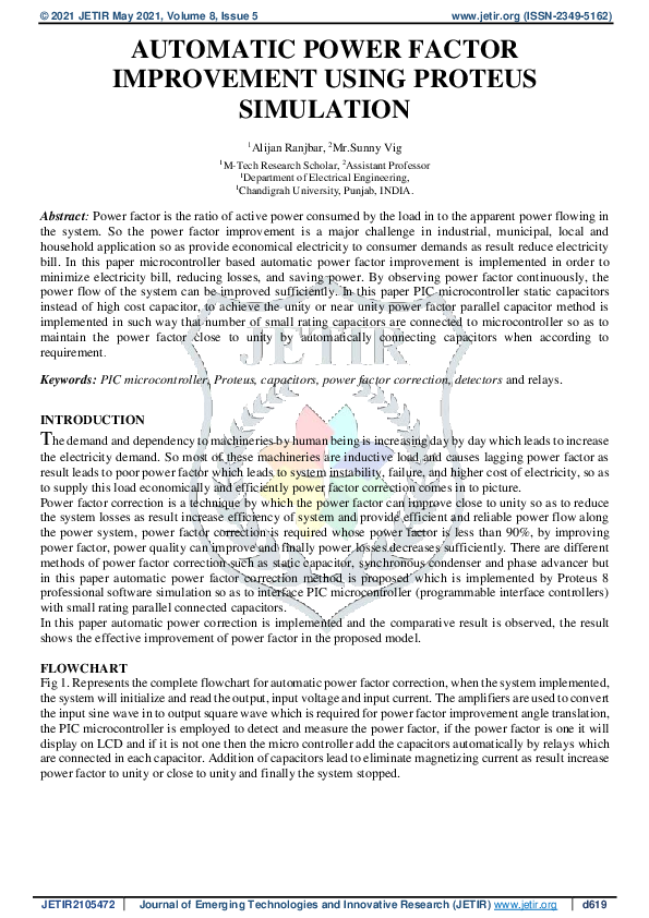 (PDF) Automatic Power Factor Improvement Using Proteus Simulation