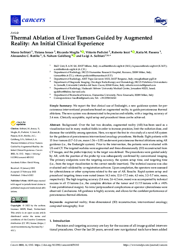 (PDF) Thermal Ablation of Liver Tumors Guided by Augmented Reality: An ...