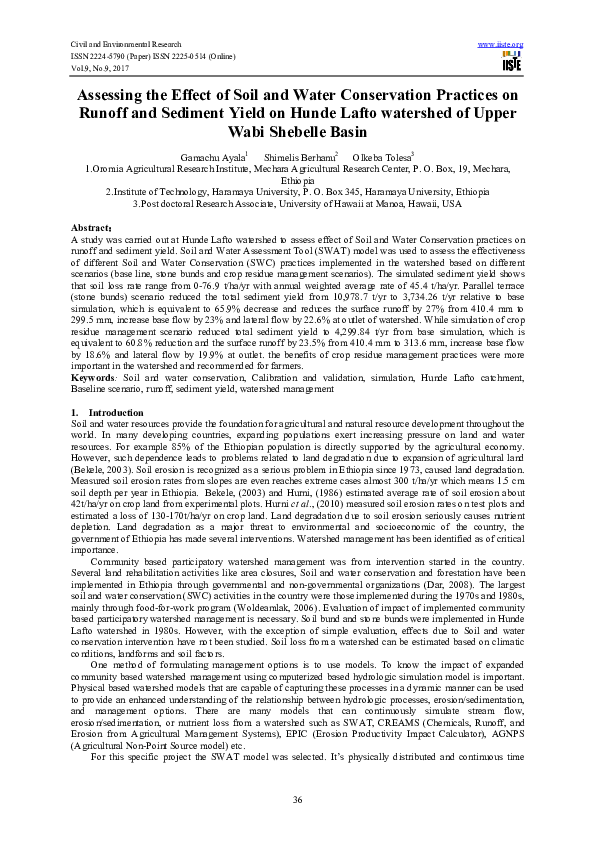 (PDF) Assessing the Effect of Soil and Water Conservation Practices on ...