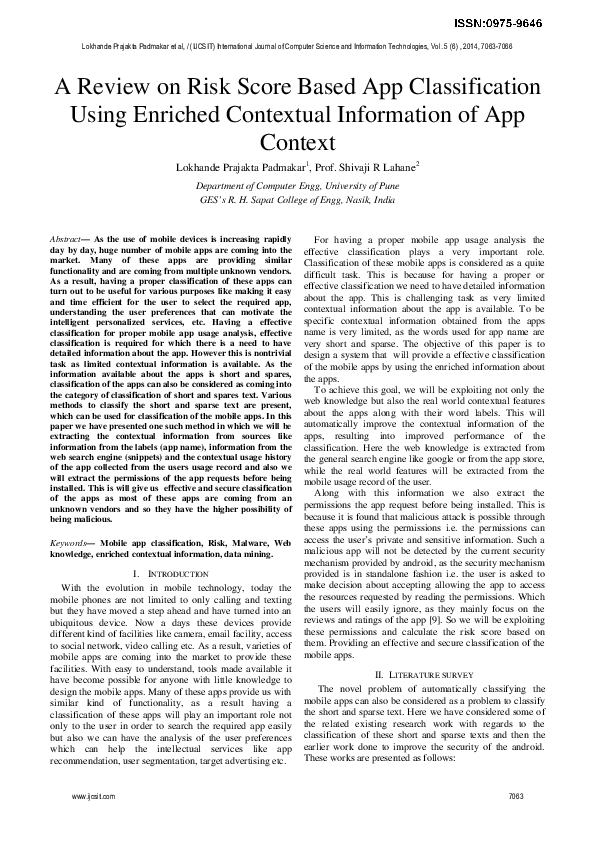 (PDF) A Review on Risk Score Based App Classification Using Enriched Contextual Information of ...