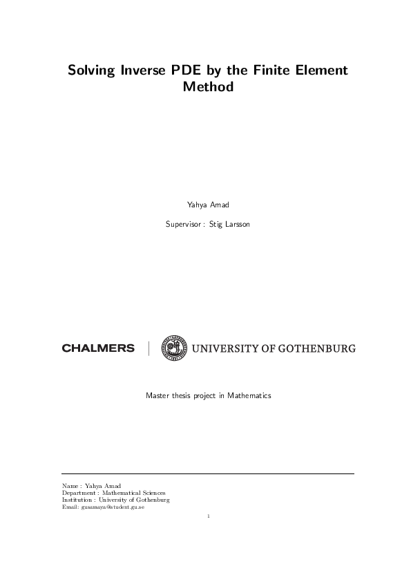 (PDF) Solving Inverse PDE by the Finite Element Method
