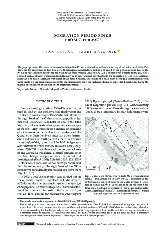(PDF) Migration Period Finds from Cífer-Pác