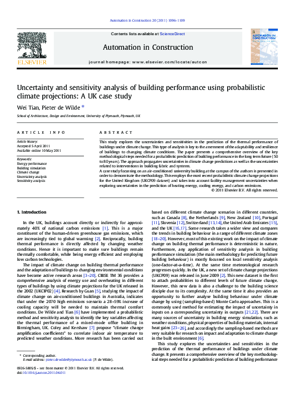 (PDF) Uncertainty and sensitivity analysis of building performance ...
