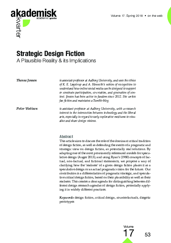 (PDF) Strategic Design Fiction