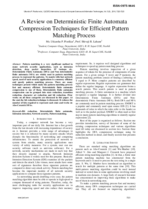 (PDF) A Review on Deterministic Finite Automata Compression Techniques ...