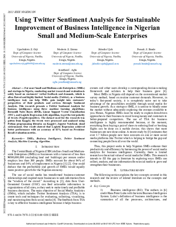 (PDF) Using Twitter Sentiment Analysis for Sustainable Improvement of ...