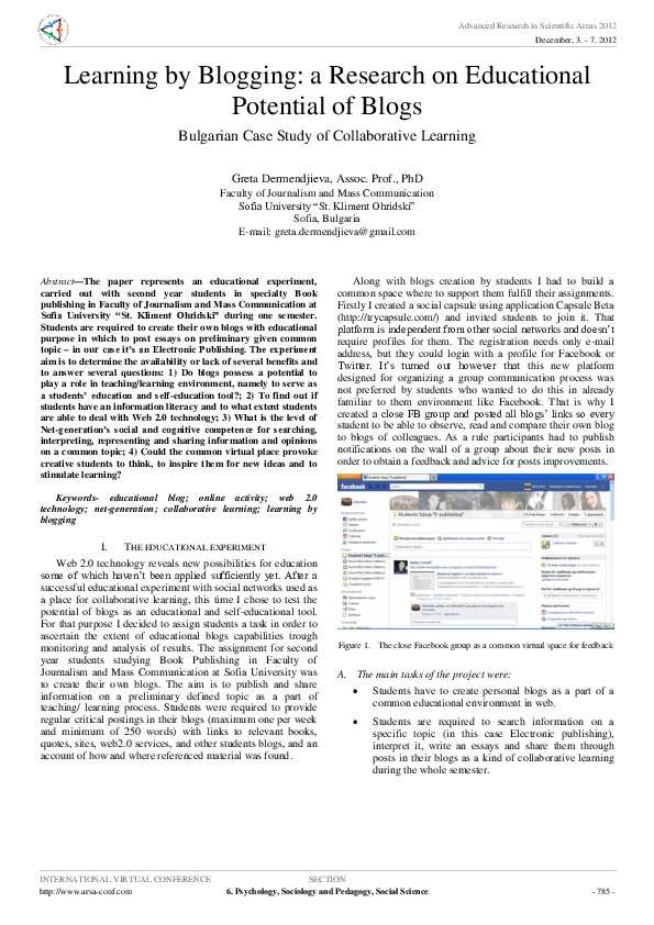 (PDF) Learning by Blogging: a Research on Educational Potential of ...
