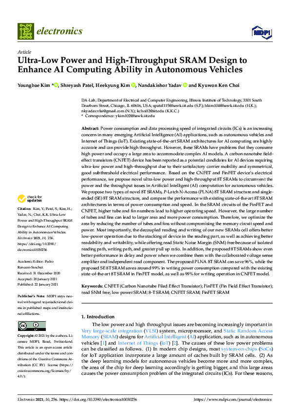 (PDF) Ultra-Low Power and High-Throughput SRAM Design to Enhance AI Computing Ability in ...
