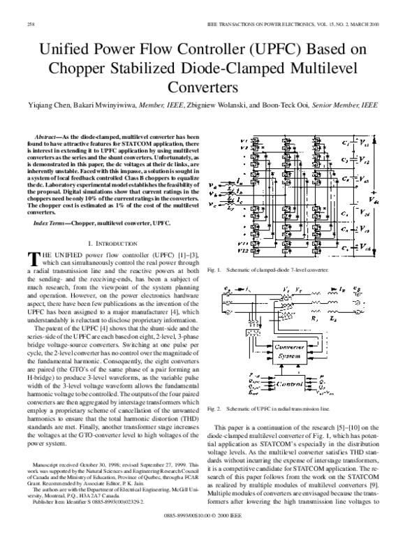 (PDF) Unified power flow controller (UPFC) based on chopper stabilized diode-clamped multilevel ...