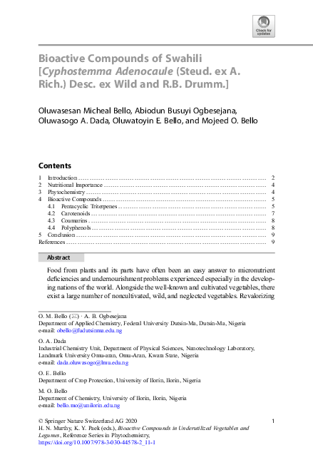 (PDF) Bioactive Compounds of Swahili [Cyphostemma adenocaule (Steud. ex ...