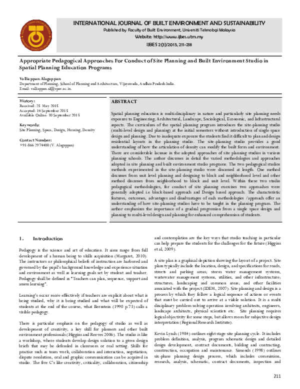 (PDF) INTERNATIONAL JOURNAL OF BUILT ENVIRONMENT AND SUSTAINABILITY Published by Faculty of ...
