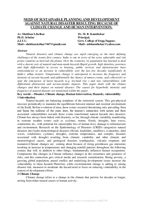 (PDF) Need of Sustainable Planning and Development Against Natural ...