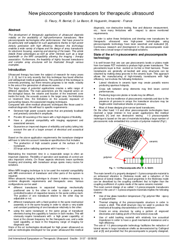 New piezocomposite transducers for therapeutic ultrasound