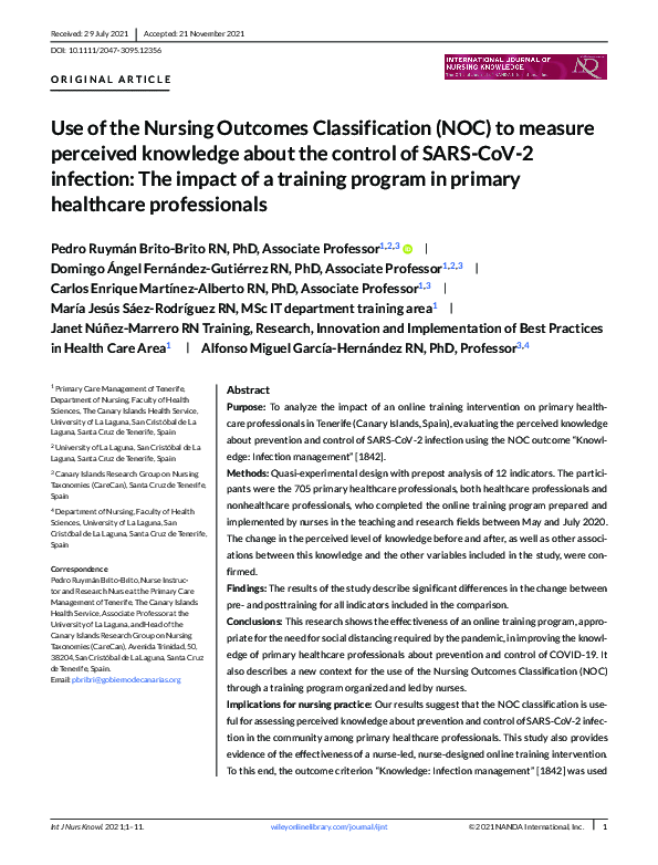(PDF) Use of the Nursing Outcomes Classification (NOC) to measure ...