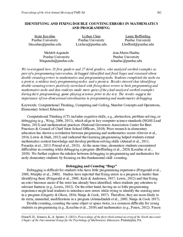 (PDF) IDENTIFYING AND FIXING DOUBLE COUNTING ERRORS IN MATHEMATICS AND ...