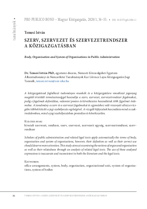(PDF) Szerv, szervezet és szervezetrendszer a közigazgatásban | István Temesi - Academia.edu