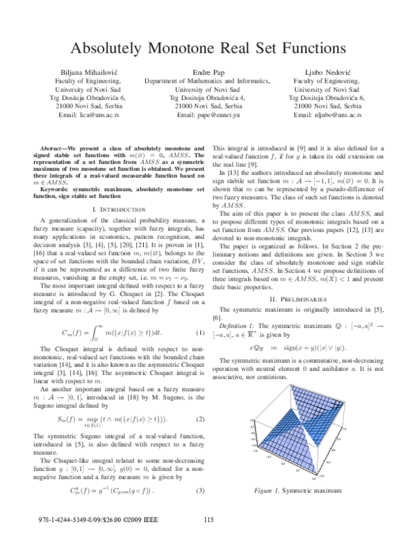 (PDF) Absolutely monotone real set functions