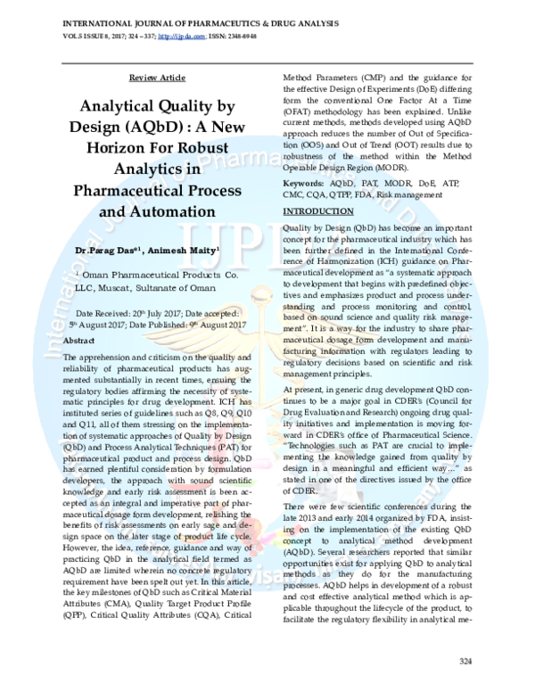 (PDF) Analytical Quality by Design (AQbD) : A New Horizon For Robust ...