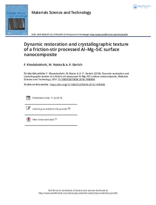 (PDF) Dynamic restoration and crystallographic texture of a friction ...