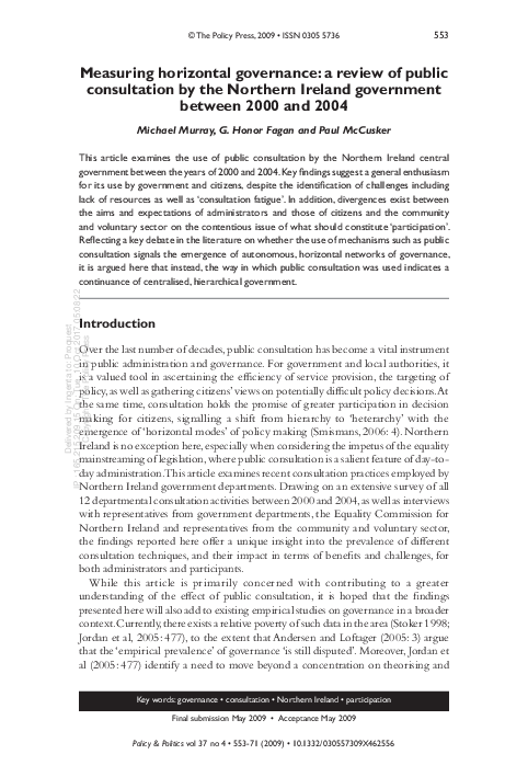 (PDF) Measuring horizontal governance: a review of public consultation ...