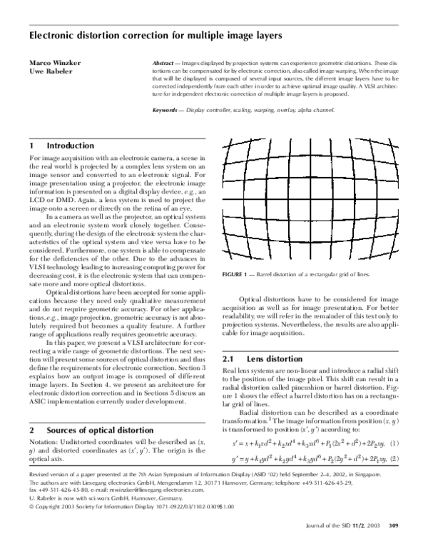 (PDF) Electronic distortion correction for multiple image layers | M ...