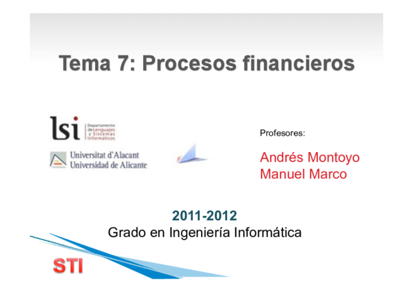 (PDF) Sistemas y Tecnologías de Información. Tema 7: Procesos financieros