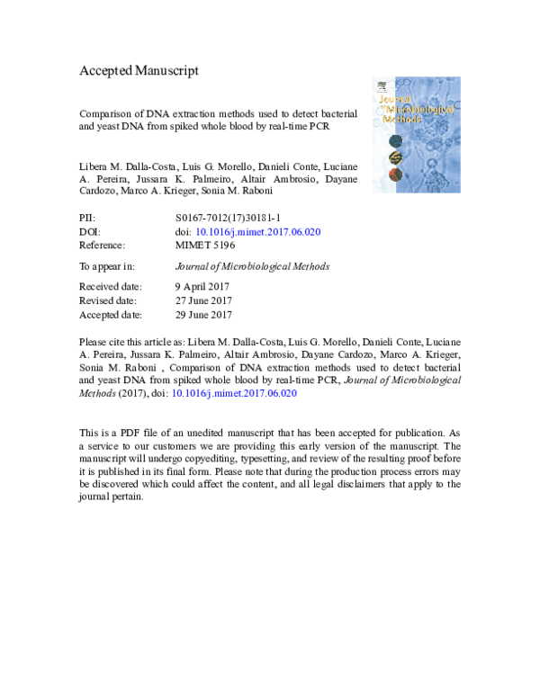 (PDF) Comparison of DNA extraction methods used to detect bacterial and ...