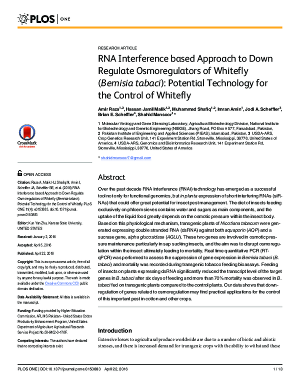 (PDF) RNA Interference based Approach to Down Regulate Osmoregulators ...