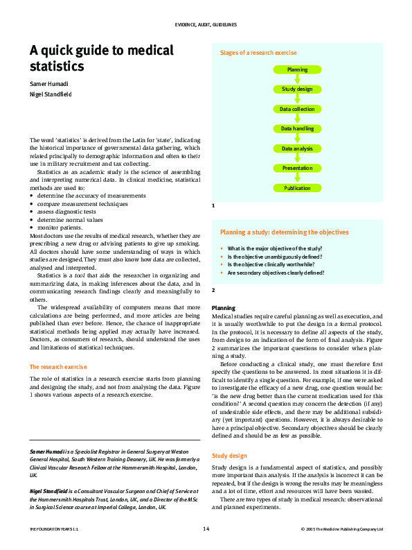 (PDF) A quick guide to medical statistics