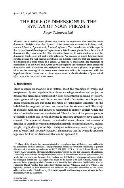 (PDF) The Role of Dimensions in the Syntax of Noun Phrases