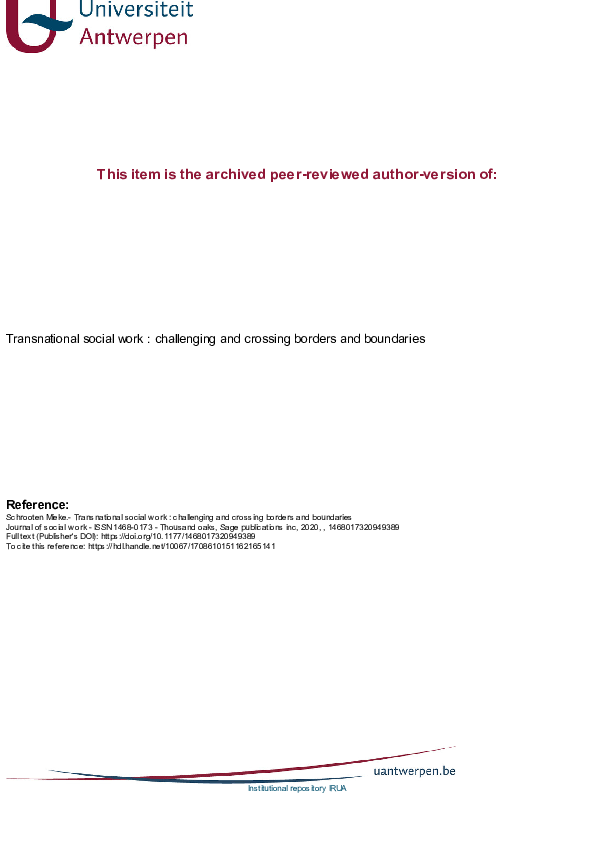 (PDF) Transnational social work: Challenging and crossing borders and ...
