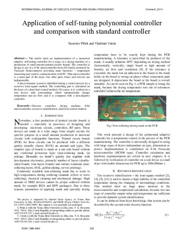 (PDF) Application of self-tuning polynomial controller and comparison with standard controller