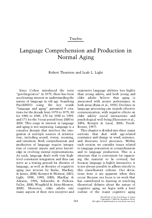 (PDF) Language Comprehension and Production in Normal Aging