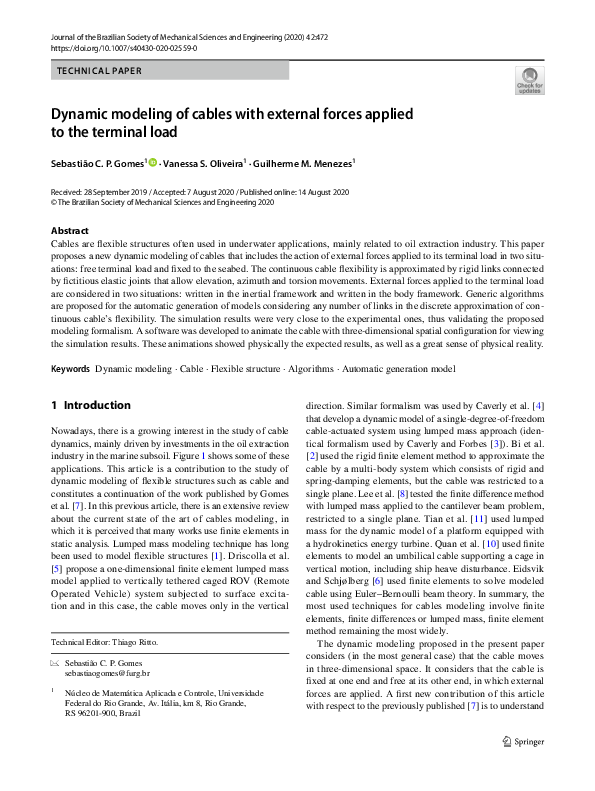(PDF) Dynamic modeling of cables with external forces applied to the ...