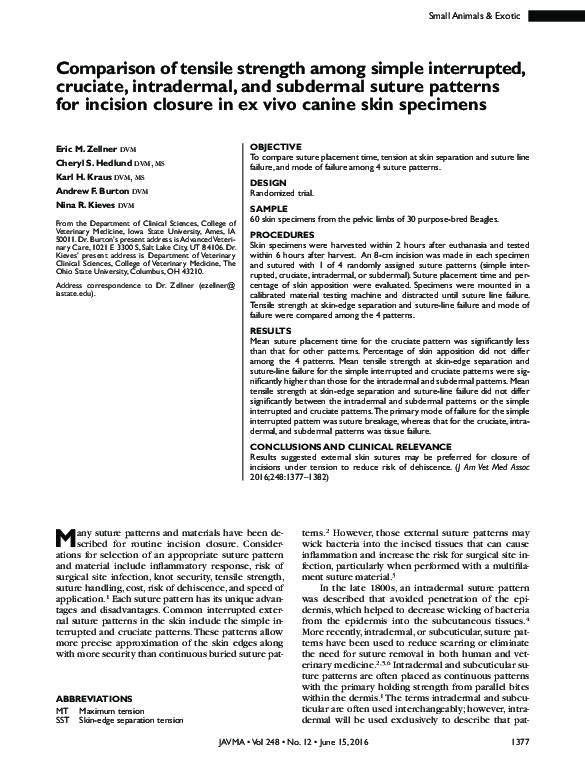 (PDF) Comparison of tensile strength among simple interrupted, cruciate ...
