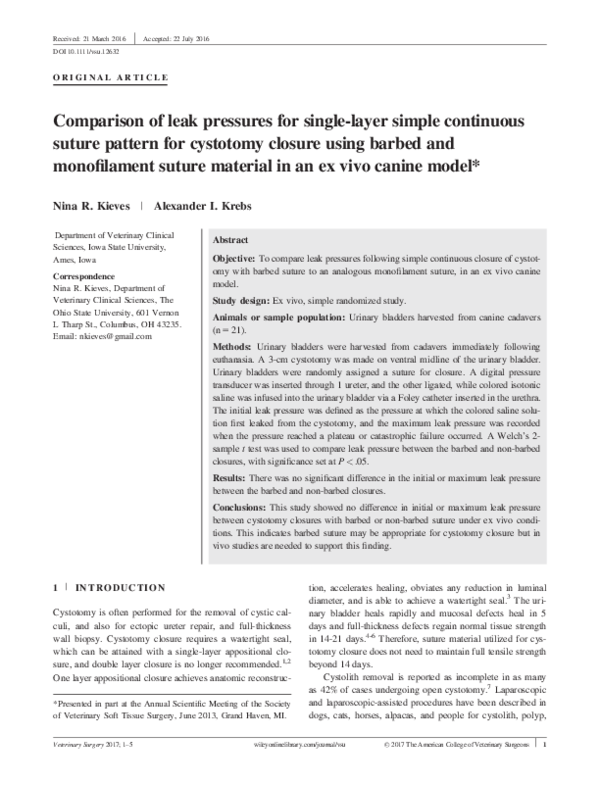 (PDF) Comparison of leak pressures for single-layer simple continuous ...