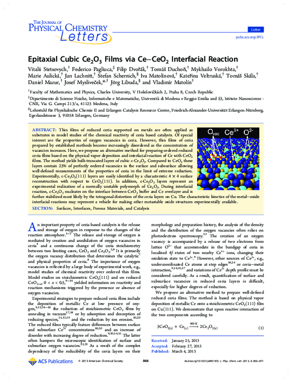 (PDF) Epitaxial Cubic Ce2O3 Films via Ce–CeO2 Interfacial Reaction